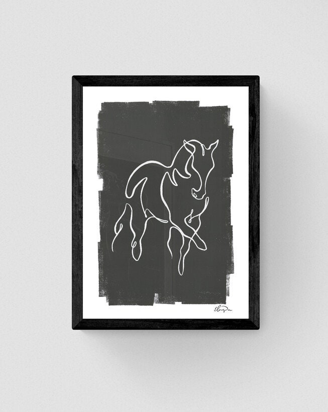 Horse Line Drawing Print, Feline Artwork, Abstract One Line Sketch ...
