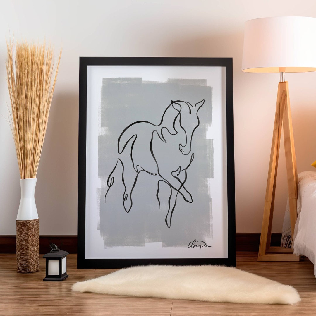 Horse Line Art, Digital Download, Line Drawing Artwork, Abstract One ...