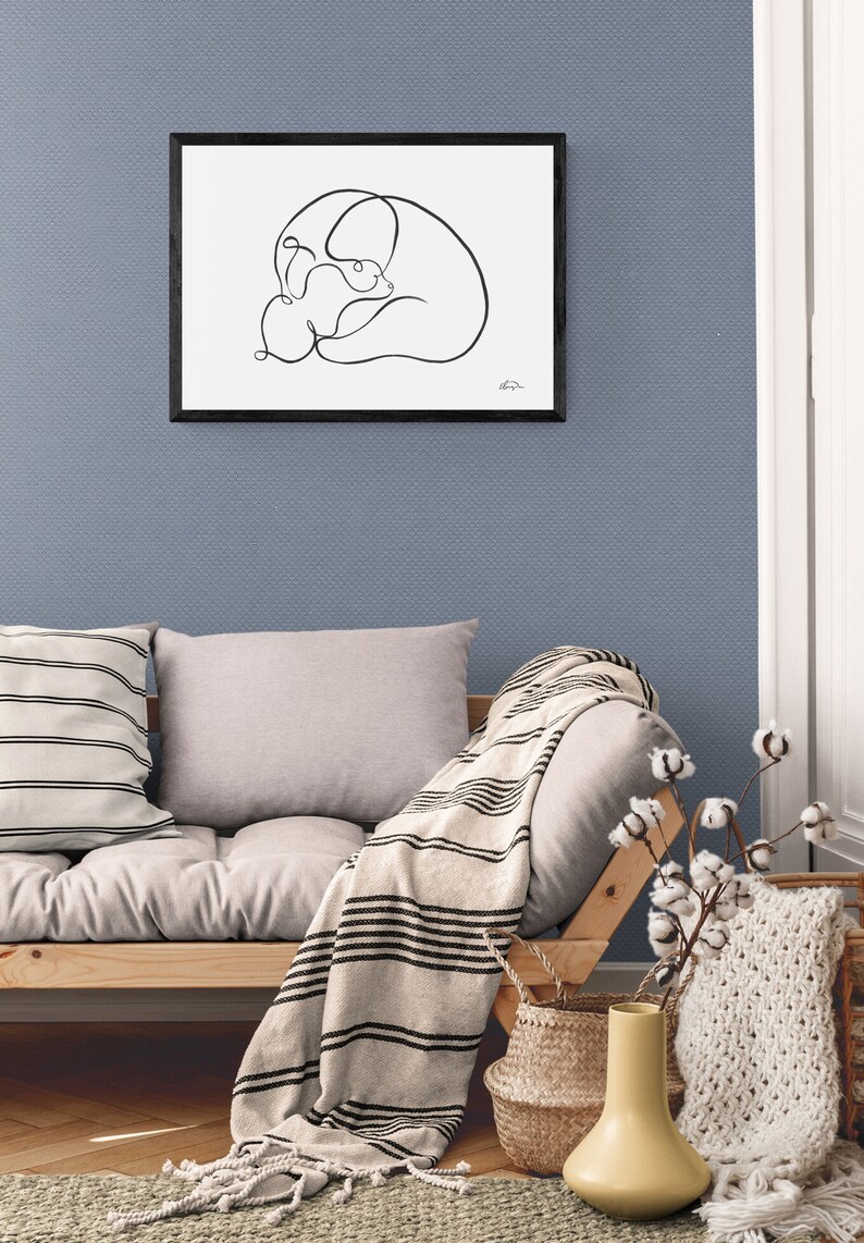 Bear and Cub Line Art, Line Drawing Print, Artwork, Abstract One Line ...