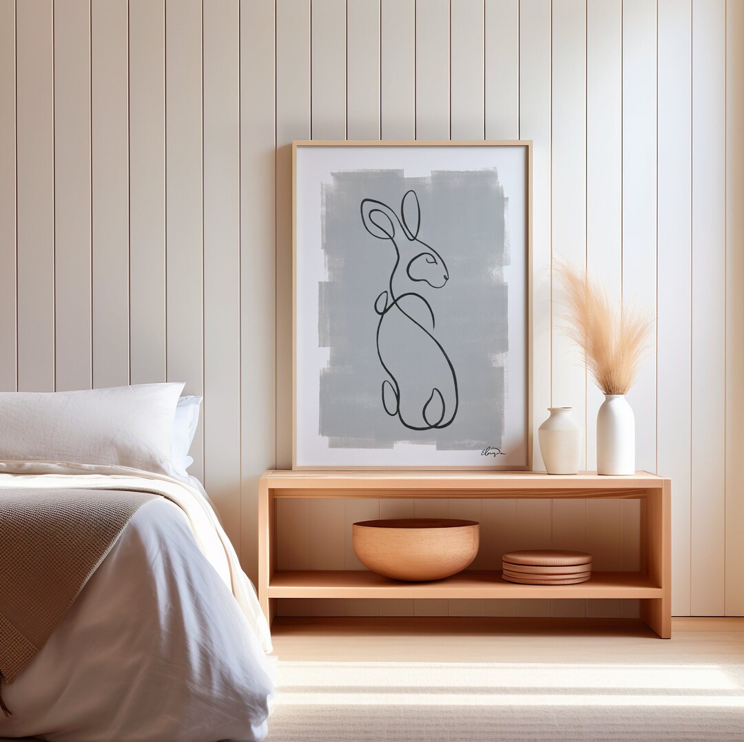 Hare Line Drawing, Wall Art, Digital Download, Abstract One Line Art ...