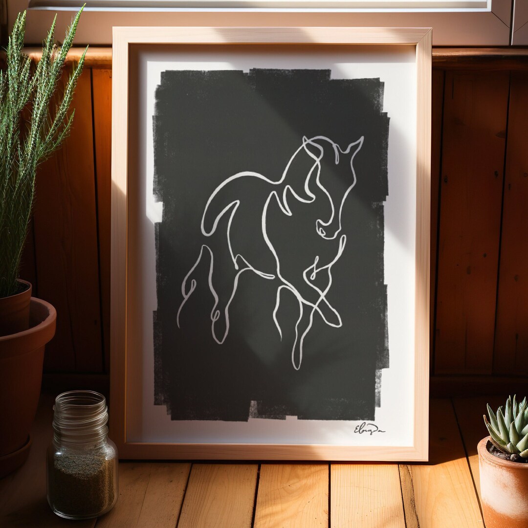 Horse Line Art, Digital Download, Line Drawing, Hand-painted Line ...