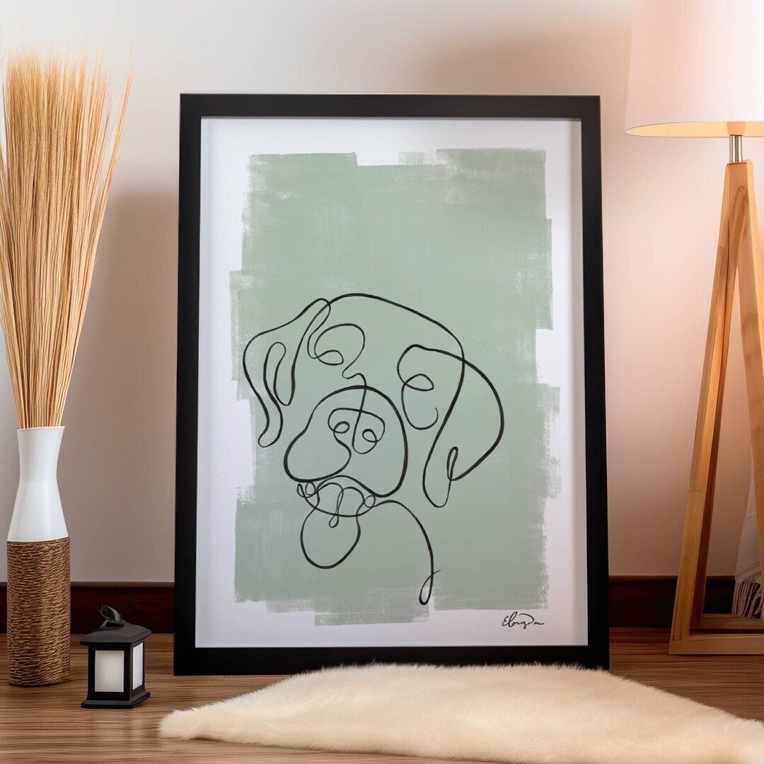 Dog Wall Art, Digital Download, Line Drawing Artwork, Abstract One Line ...