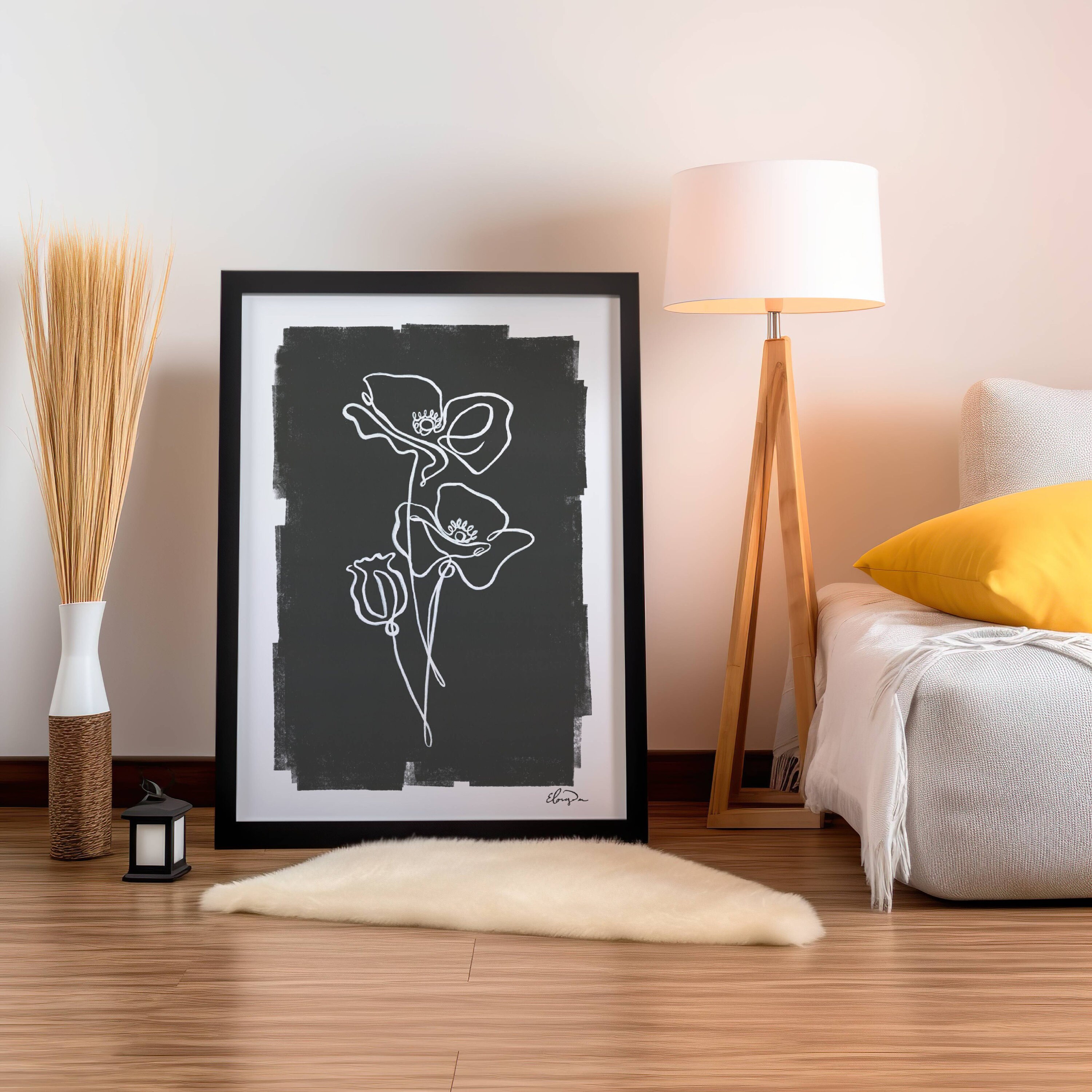 Poppy Line Art Print, Line Drawing, Hand-painted Minimalist Drawing ...