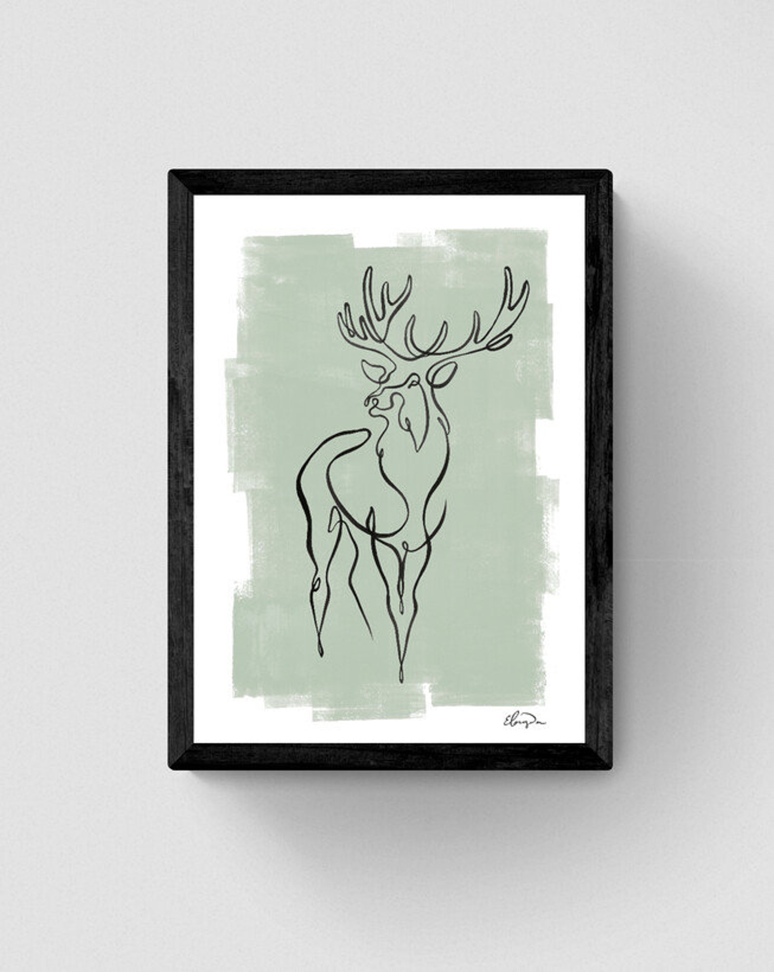 Stag Line Art, Digital Download, Line Drawing, Buck Deer Artwork ...