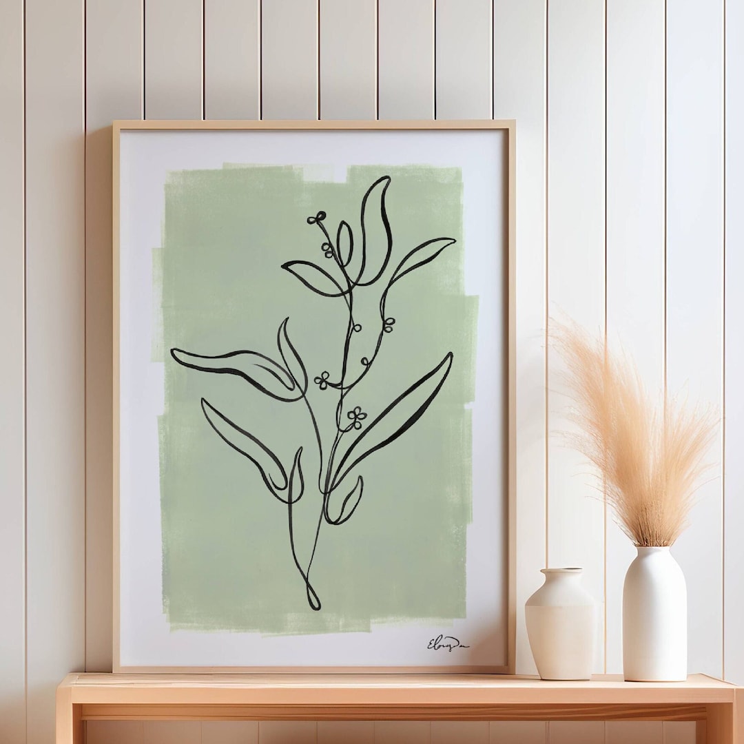 Plant Line Art Print, Line Drawing, Hand-painted Line Drawing, Abstract ...