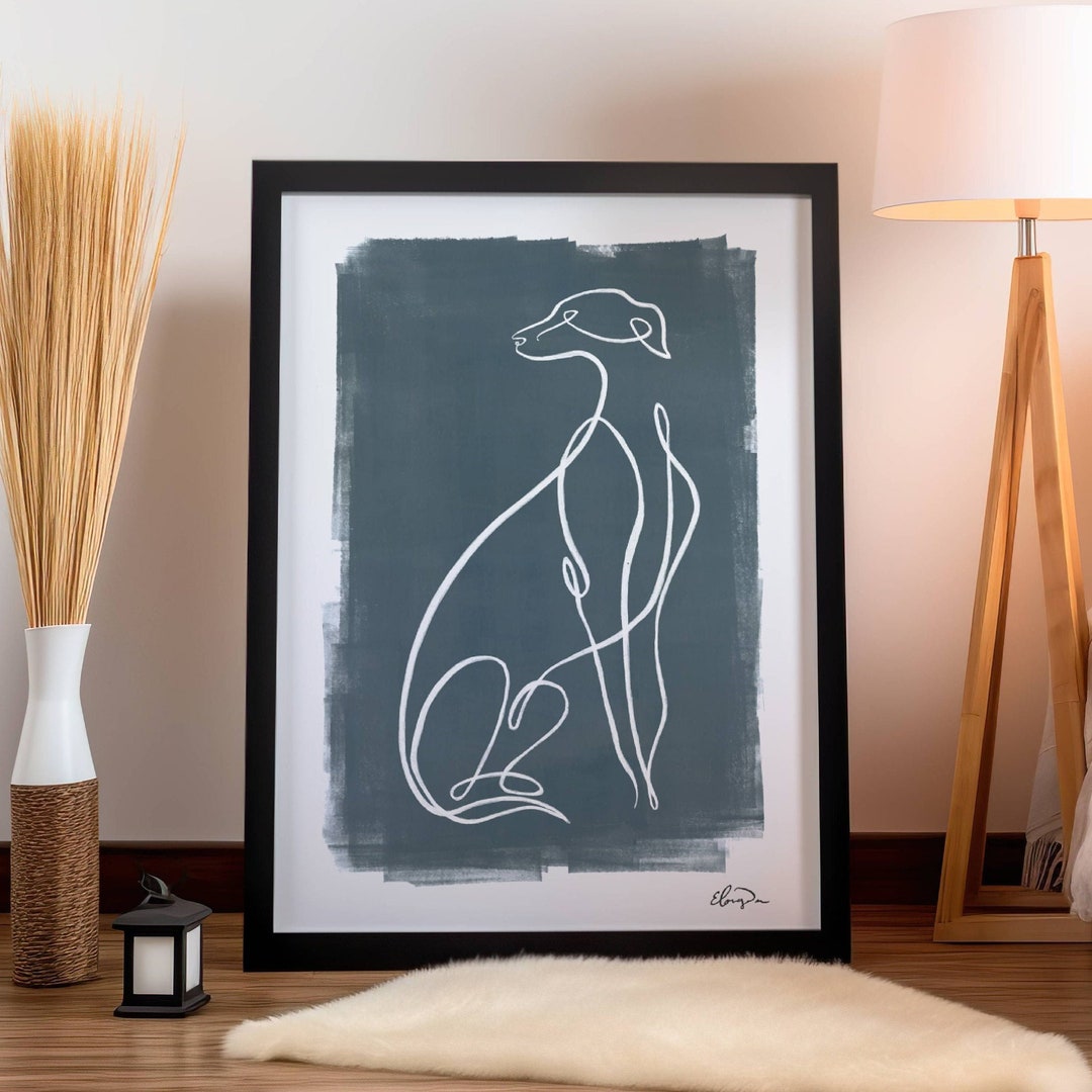 Greyhound Dog Line Art, Digital Download, Line Drawing, Sitting Canine ...