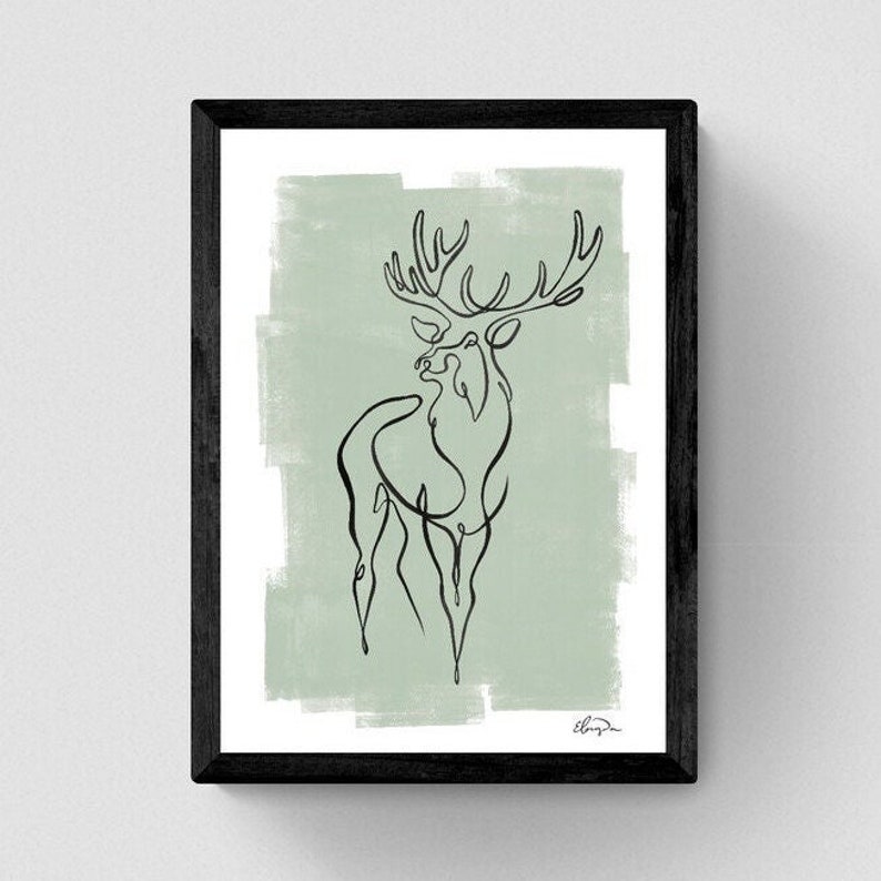 Minimalist Stag Line Art Print – Nature Drawing - Etsy