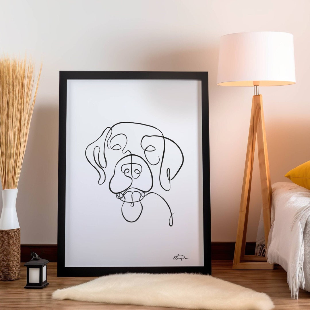 Dog Line Art, Digital Download, Line Drawing, Hand-painted Line Drawing ...