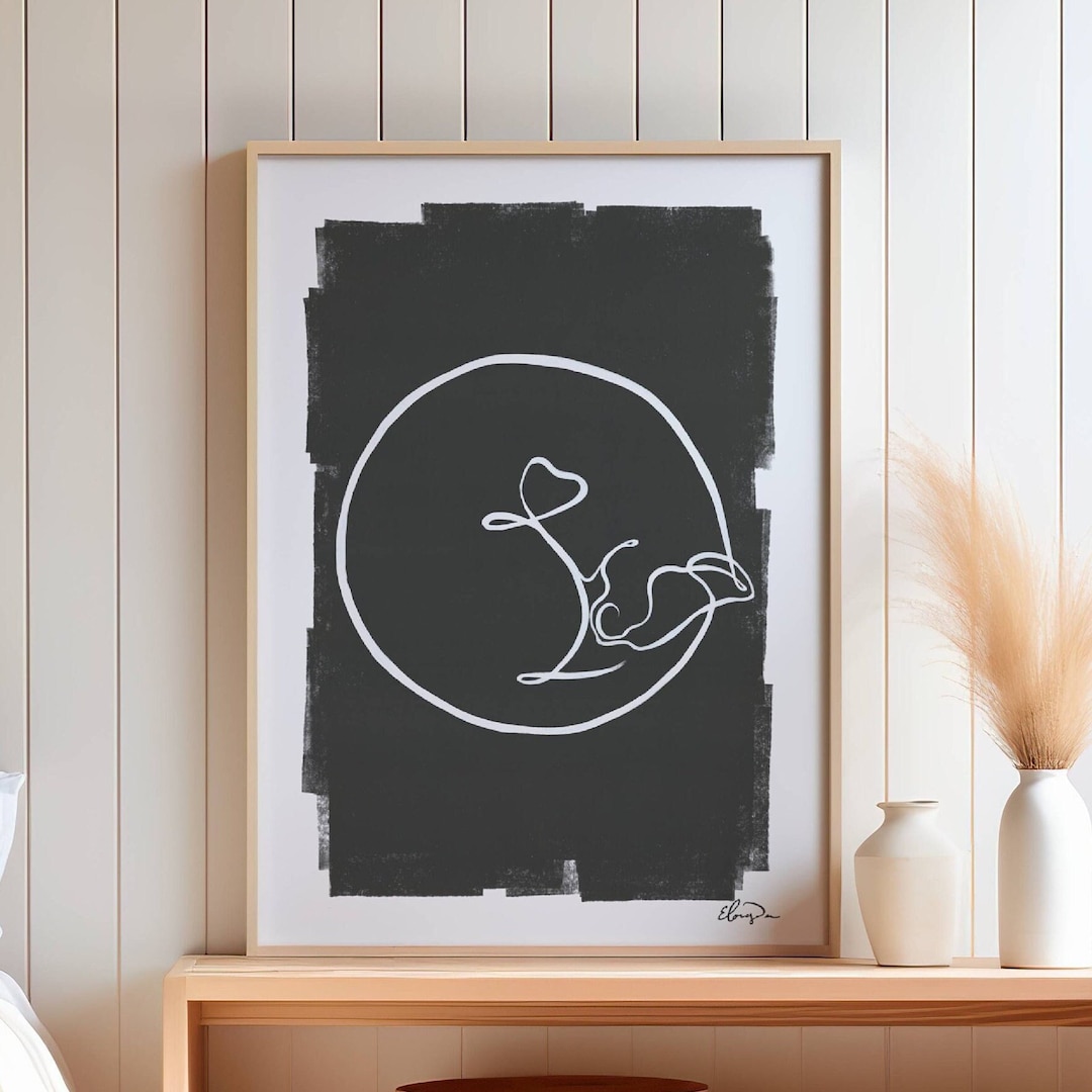 Cat Line Art, Digital Download, Line Drawing, Hand-painted Line Drawing ...