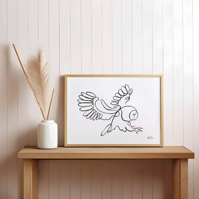 Owl Line Art Print, Line Drawing, Hand-painted Line Drawing, Abstract ...