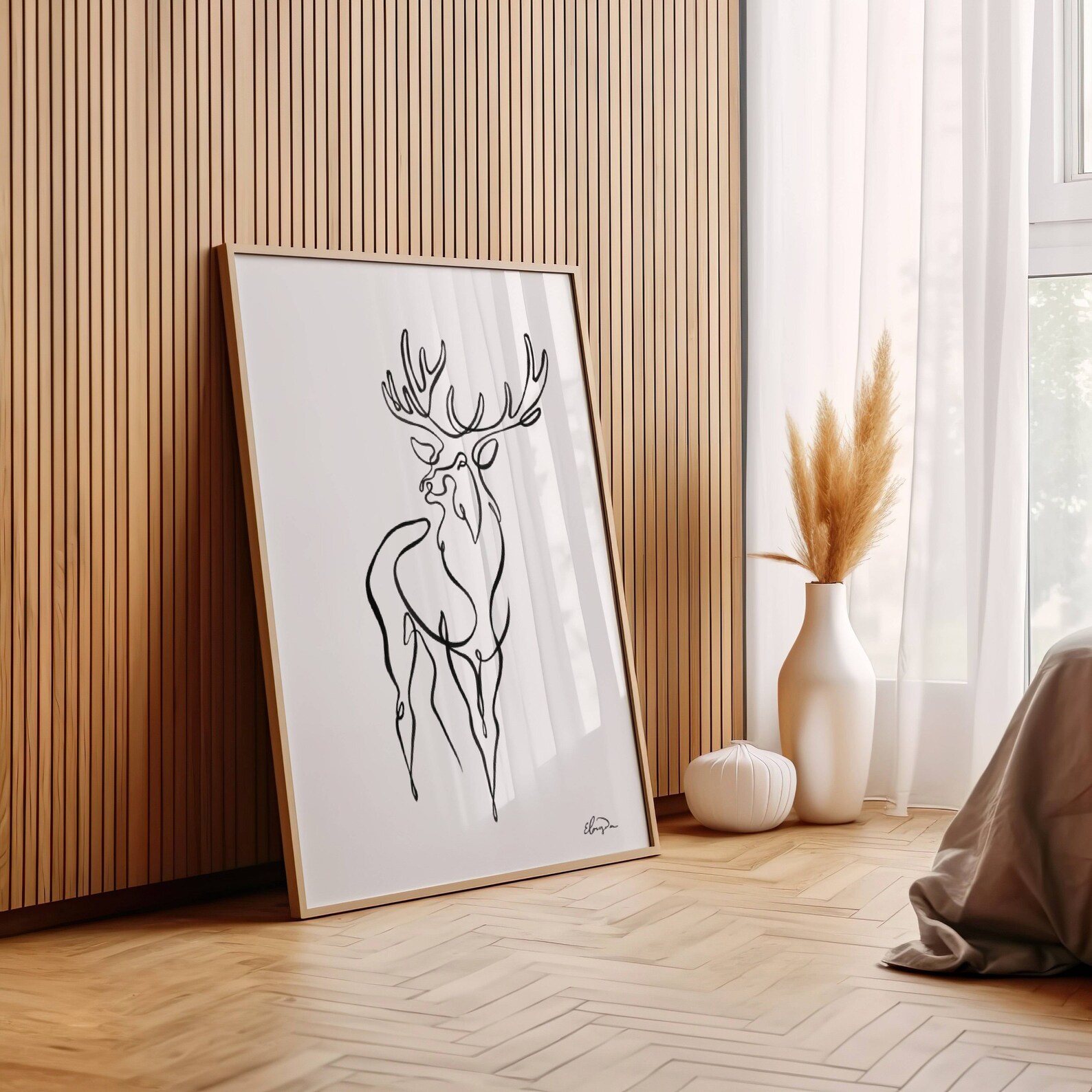 Stag Line Drawing, Wall Art, Nature Artwork, Abstract One Line Sketch ...