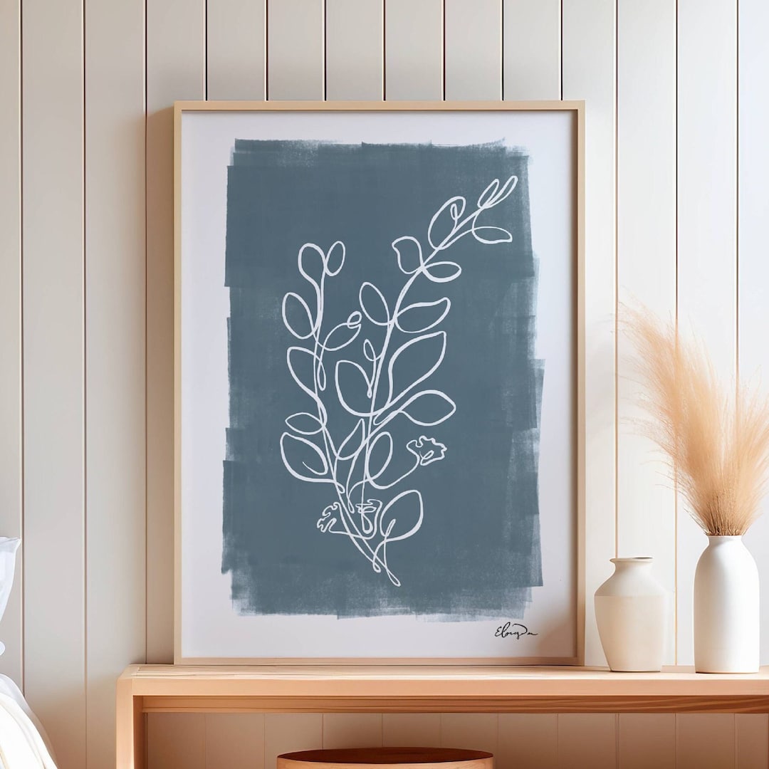Plant Wall Art, Digital Download, Line Drawing Artwork, Abstract One ...