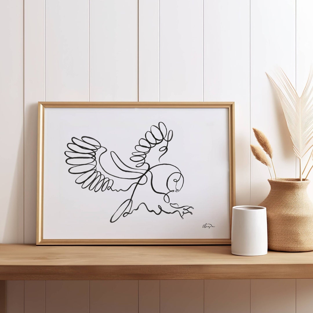 Owl Line Art Print, Line Drawing, Hand-painted Line Drawing, Abstract ...
