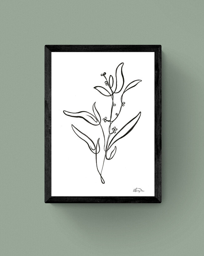 Plant Line Drawing, Wall Art, Nature Artwork, Abstract One Line Sketch ...