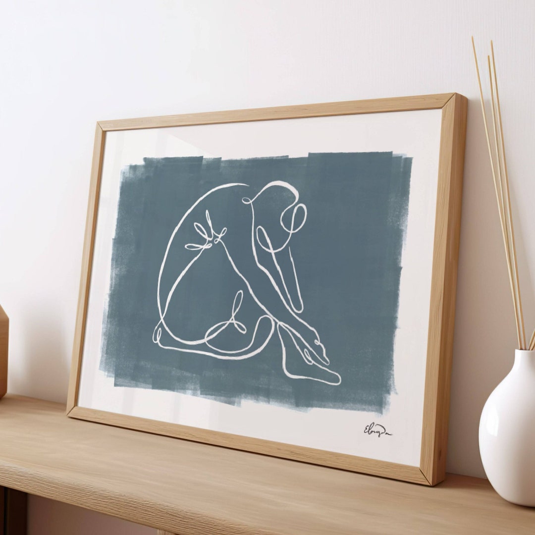 Nude Woman Line Art, Line Drawing Print, Yoga Artwork, Abstract One ...