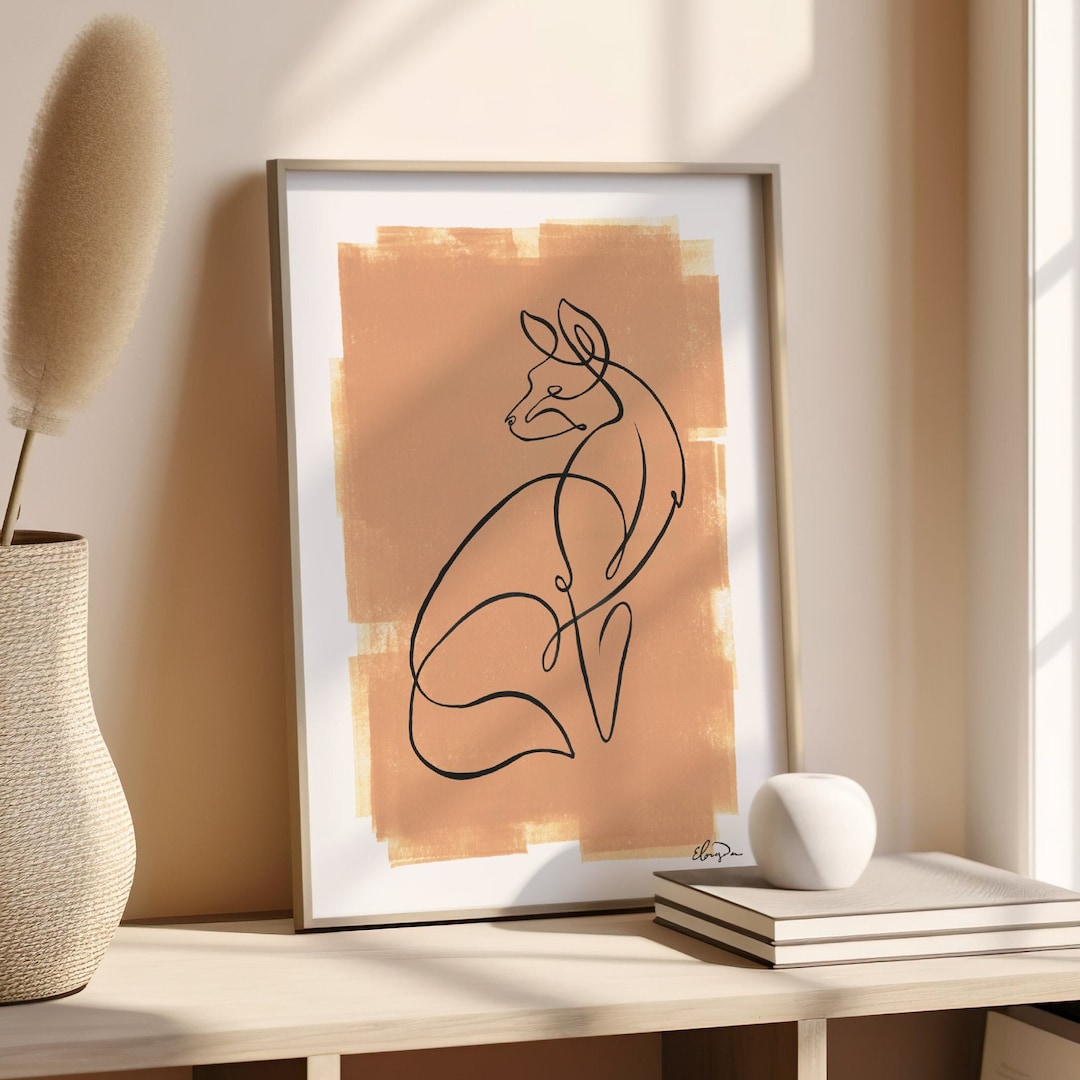 Fox Line Drawing, Wall Art, Digital Download, Abstract One Line Art ...