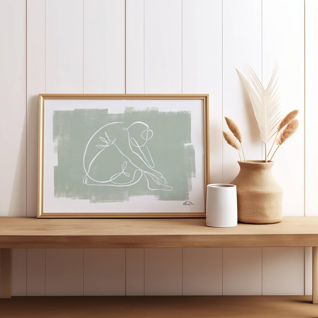 Nude Woman Line Art, Line Drawing Print, Yoga Artwork, Abstract One ...