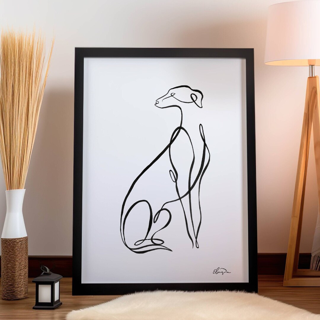 Greyhound Dog Wall Art, Digital Download, Line Drawing Artwork ...