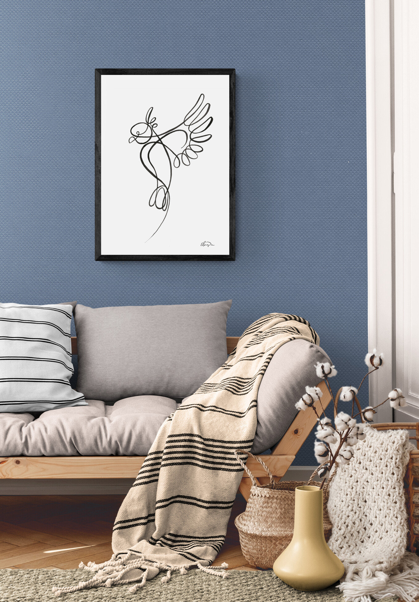 Bird Line Art Print, Line Drawing, Hand-painted Line Drawing, Abstract ...