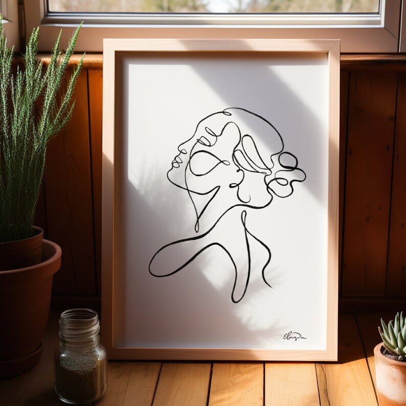 Woman Wall Art, Line Drawing Print, Artwork, Abstract One Line Sketch ...