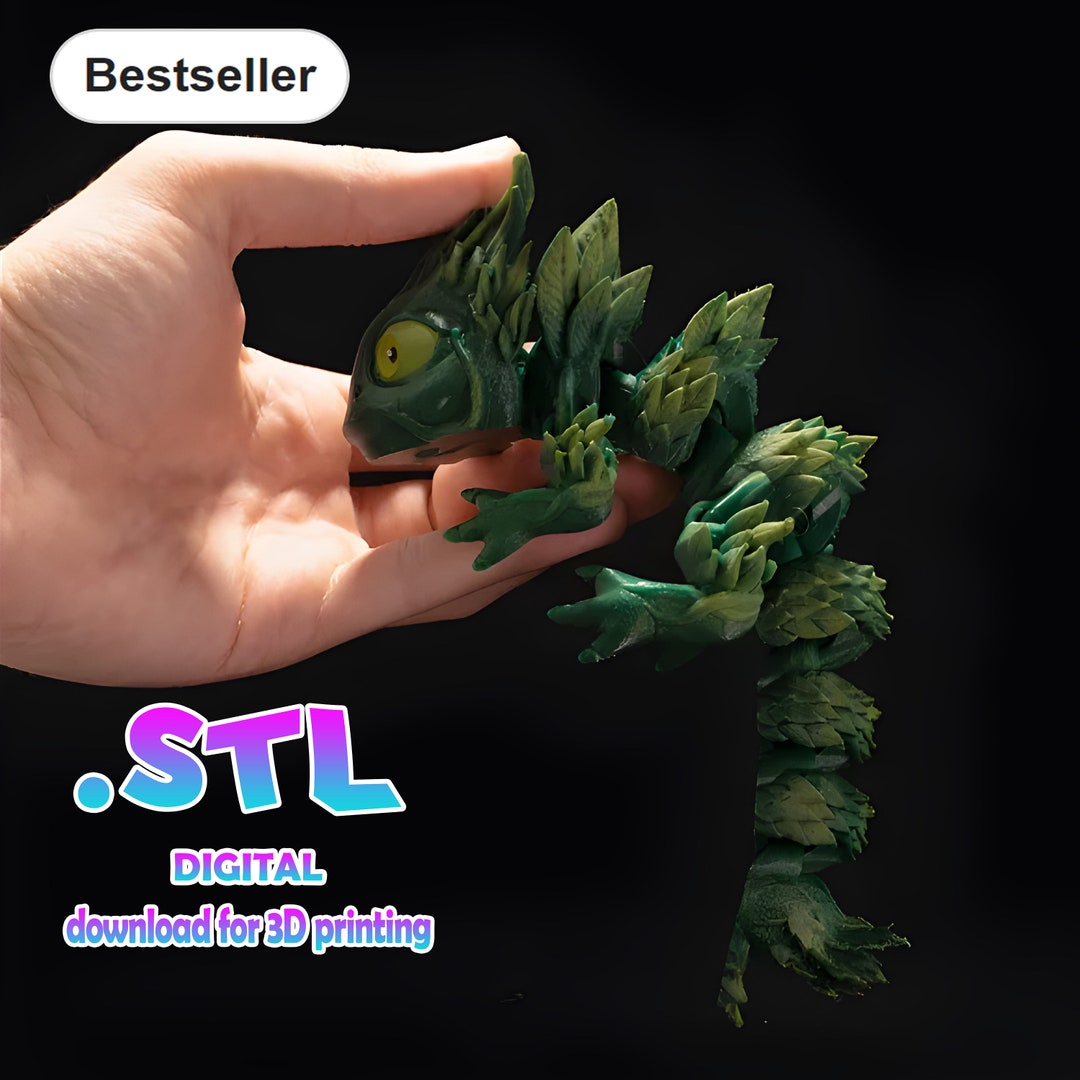 Baby Dragon Digital .STL File for 3D Printing, Articulated Fidget ...