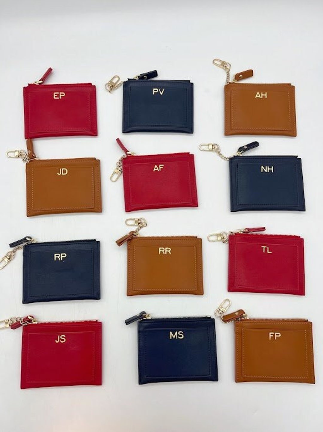 Personalized Leather Zip Card Wallet With Keychain - Etsy