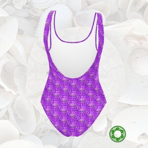 Seashell One-piece Women's Swimsuit in Purple Designed From Scallop ...