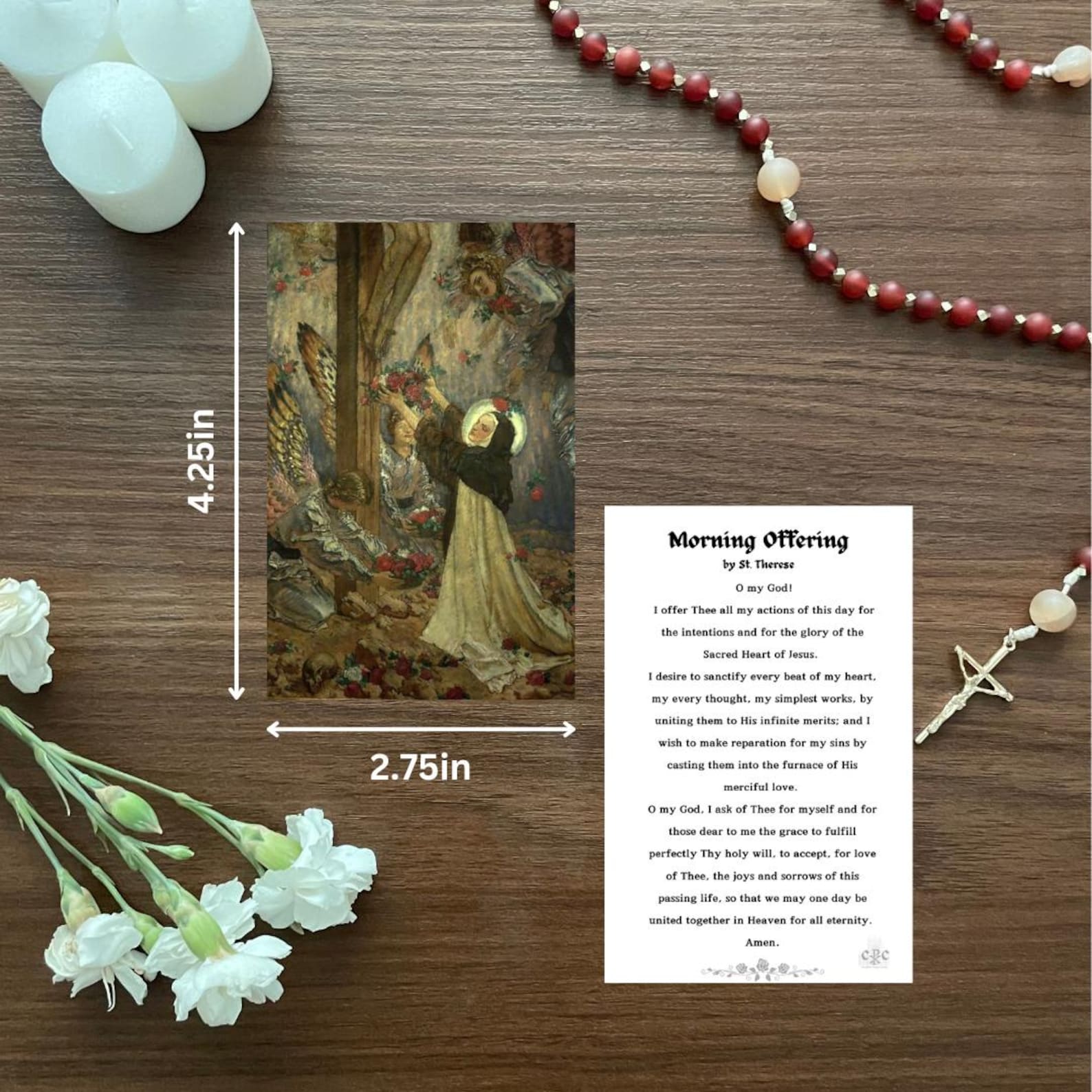 St. Thérèse of Lisieux Prayer Card - Morning Offering Prayer (set of 33 ...