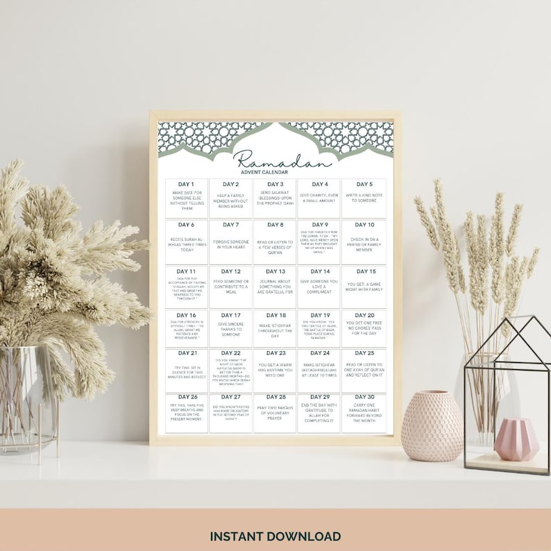 Ramadan Advent Calendar Printable | Islamic Kids Countdown | Ramadan ...