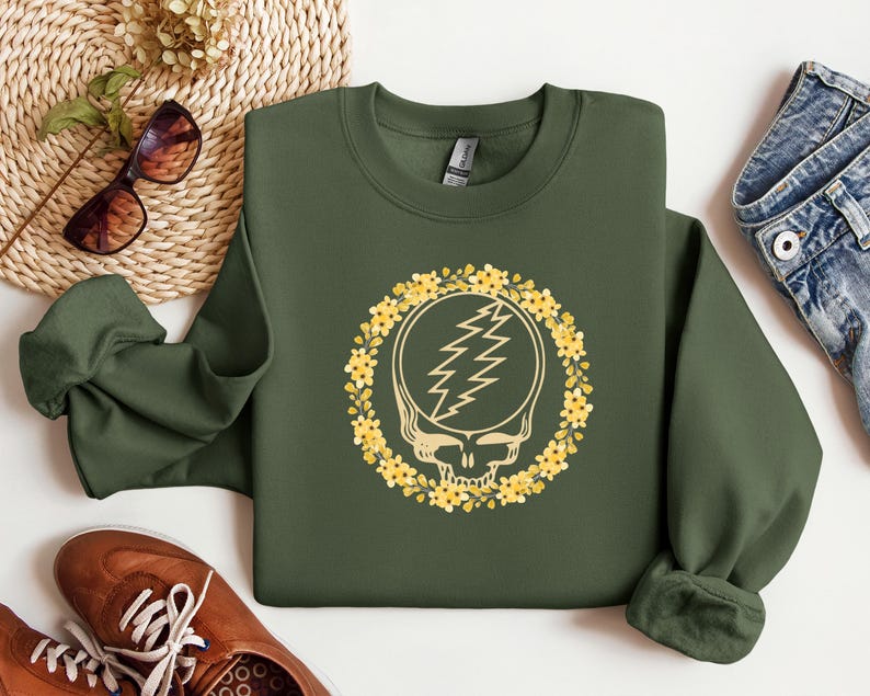 Grateful Dead Stealie Daisy Flower Crown Sweatshirt, Hoodie, Music ...