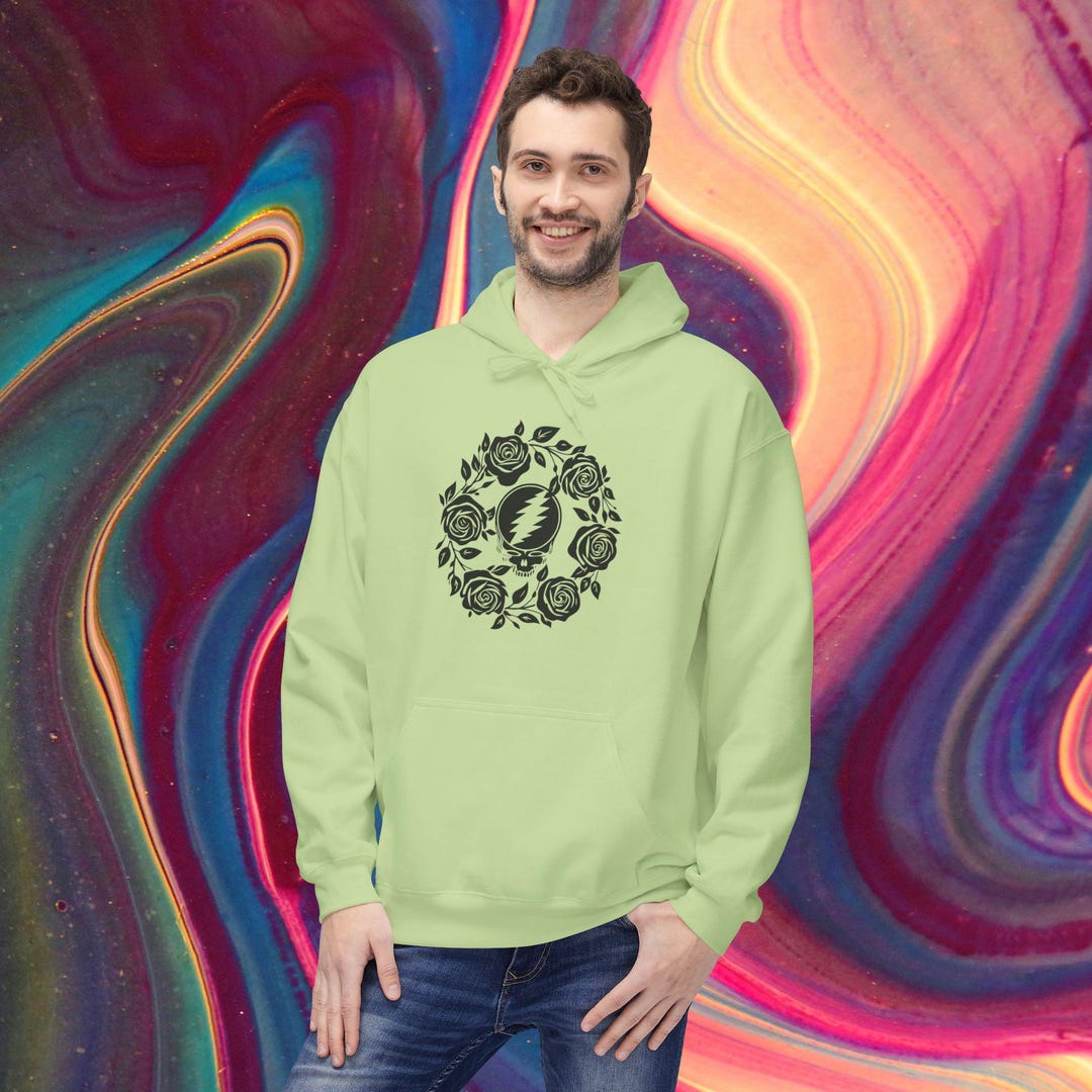 Grateful Dead Steal Your Face and Black Roses Hoodie, Deadhead Gift ...