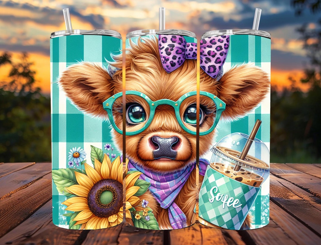 Cute Highland Cow Tumbler Wrap, Sunflower Art (digital Download) - Etsy