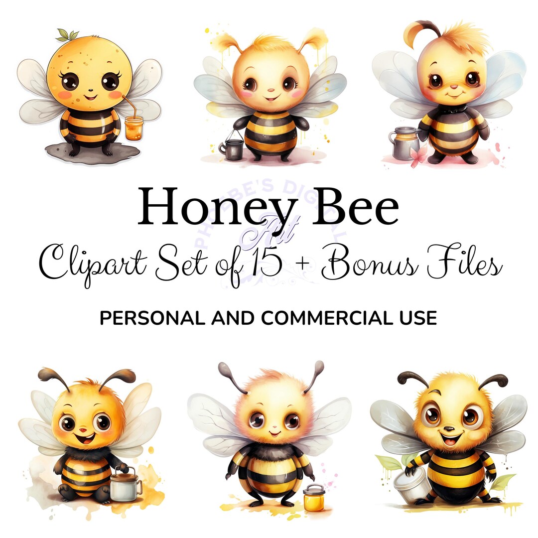 Bumblebees Clipart Bundle, Cute Bees Clipart Bundle, Cute Bees Png ...