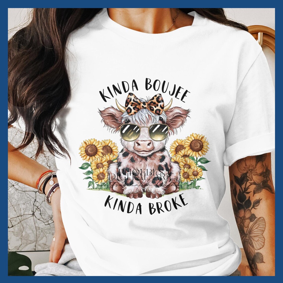 Kinda Boujee Kinda Broke Png, Funny Baby Highland Cow PNG, Funny Mom ...