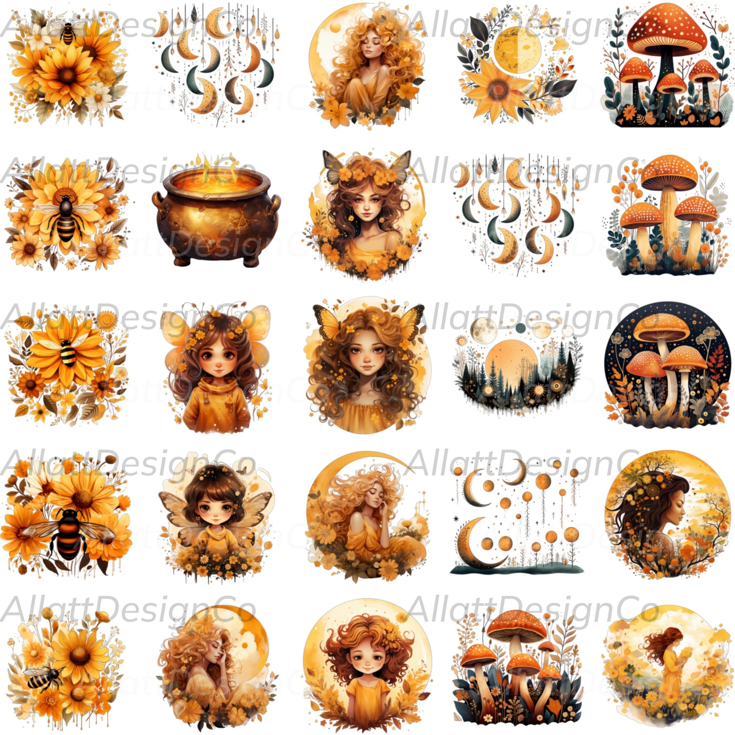 Watercolor Litha Clipart Png Set Floral Pagan Holiday Wiccan Art ...