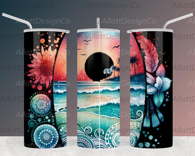 Boho Beach Clipart - a Beach Chair and Umbrella on a Beach - a ...