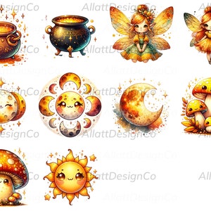 Watercolor Litha Clipart Png Set Floral Pagan Holiday Wiccan Art ...