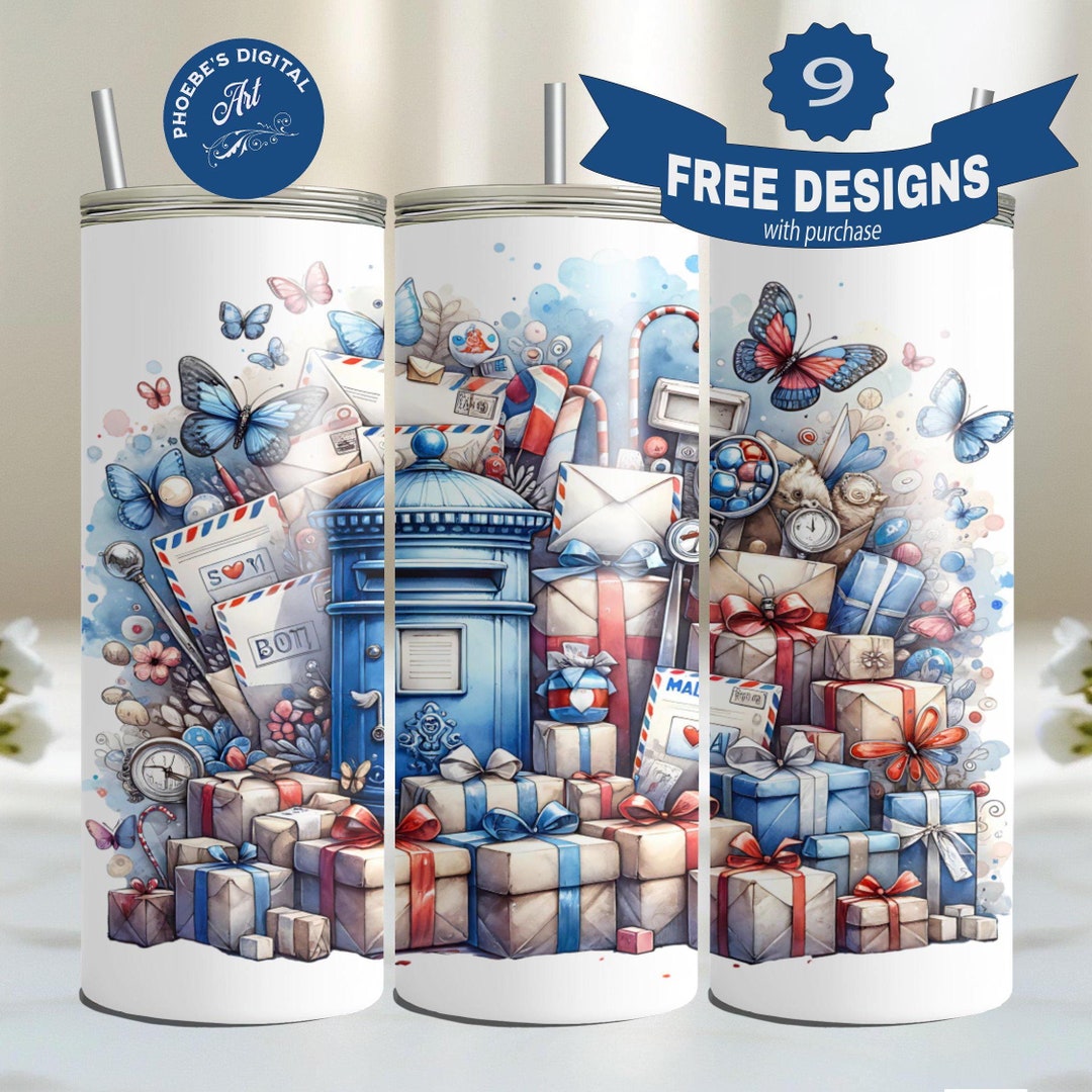 Postal Worker 20 Oz Skinny Tumbler Wrap Sublimation Design, Cute Mail ...