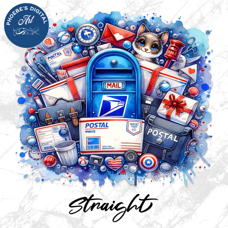 Postal Worker Tumbler Wrap, Mail Carrier Cat Collage (digital Download ...