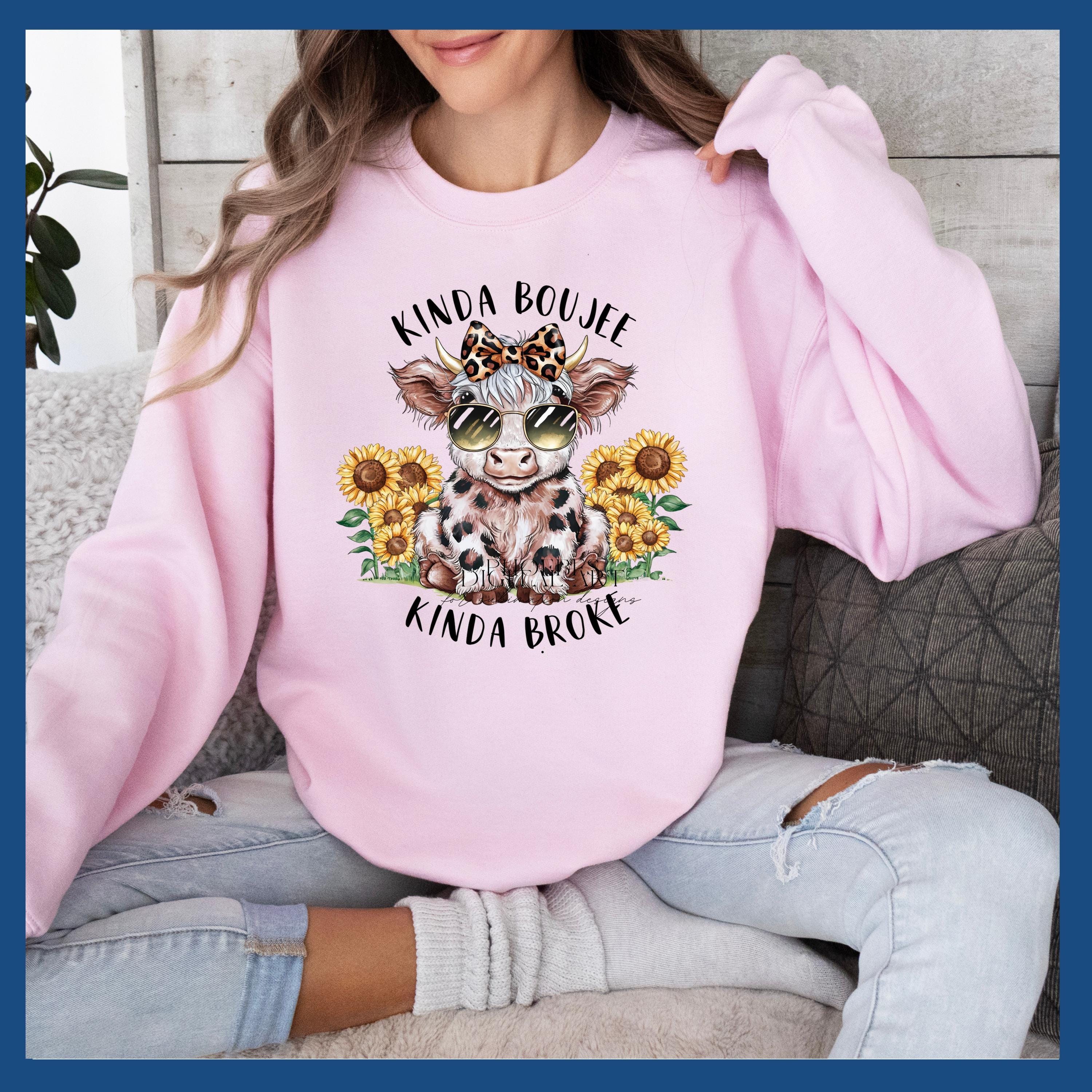 Kinda Boujee Kinda Broke Png, Funny Baby Highland Cow PNG, Funny Mom ...