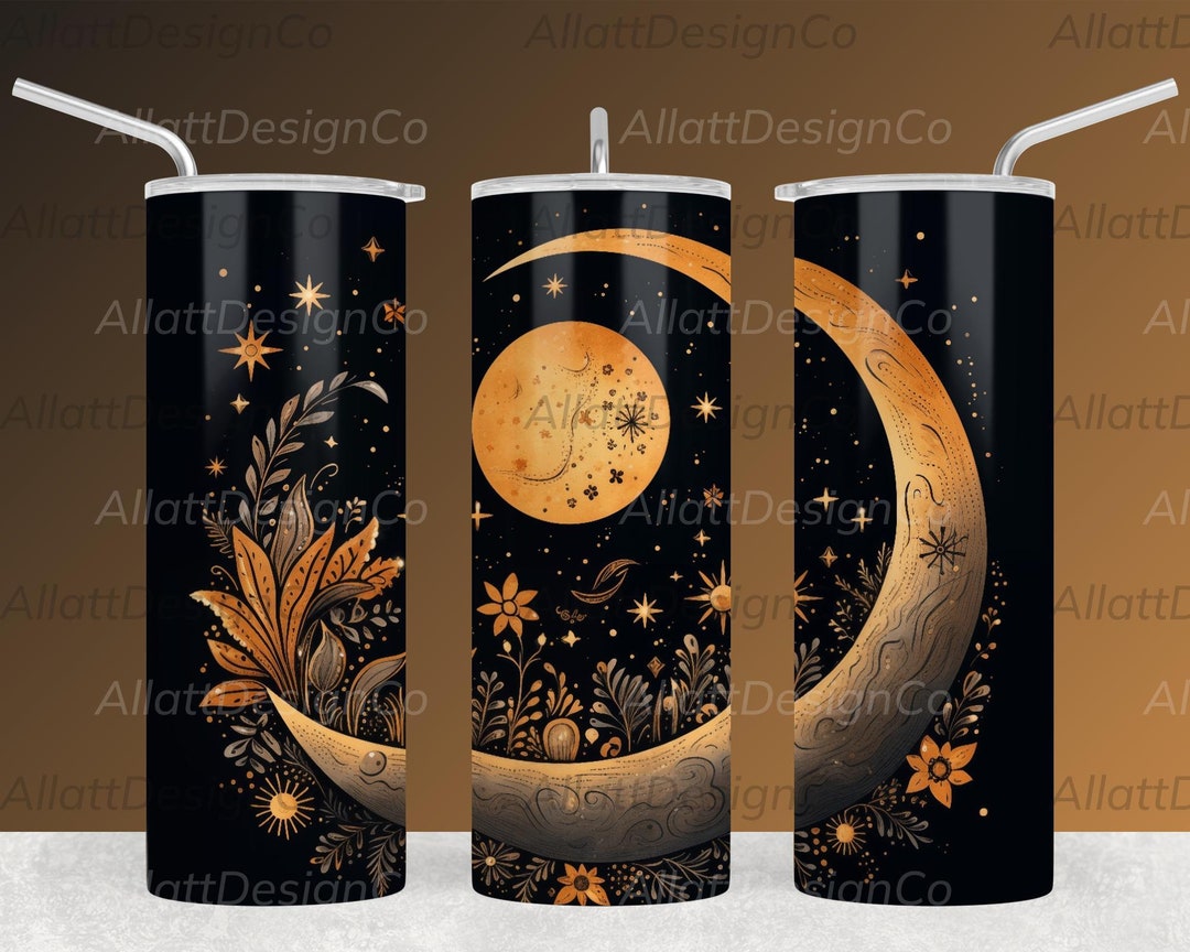 Boho Moon and Stars - a Moon and Flowers in the Night Sky, Art ...