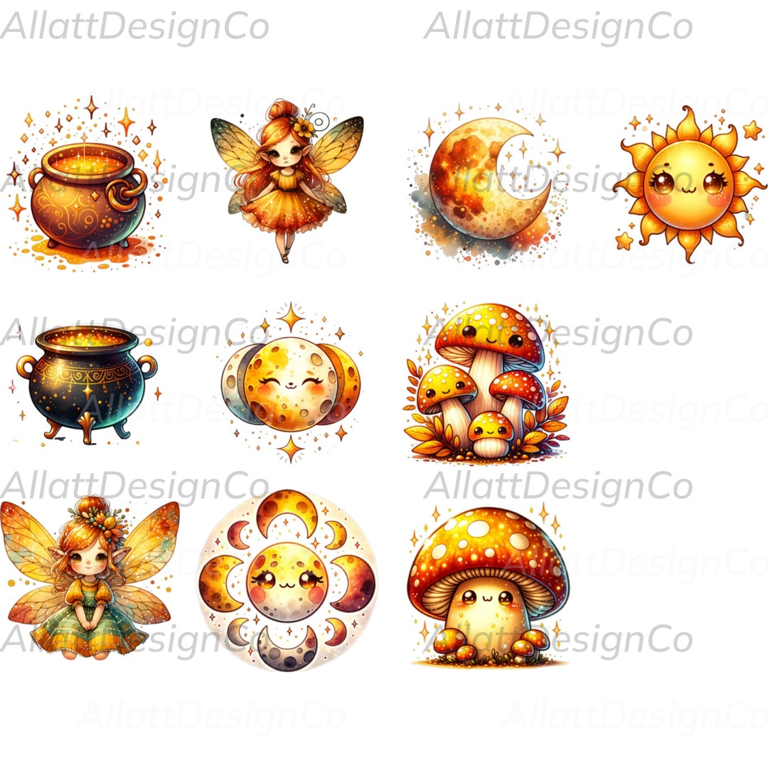 Watercolor Litha Clipart Png Set Floral Pagan Holiday Wiccan Art ...