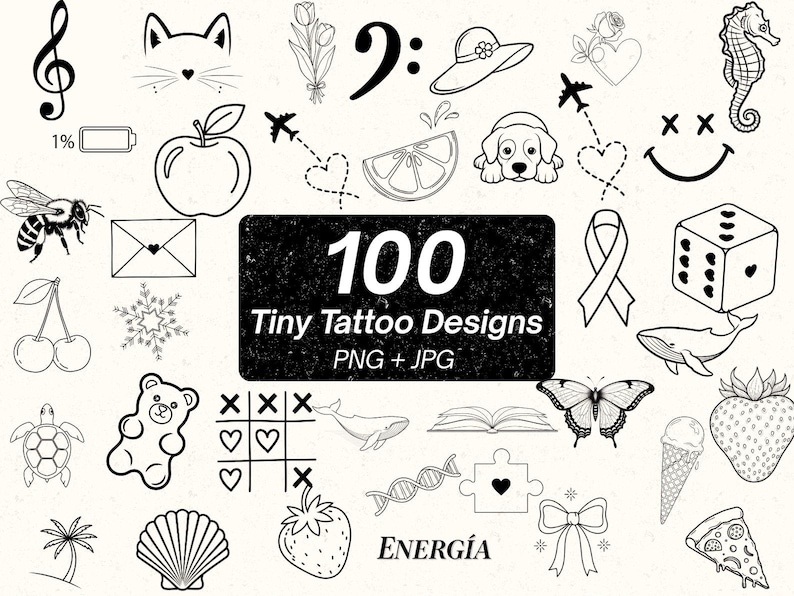 100 Small Tattoo Designs: Flash Sheets, Stencils (digital Download) - Etsy