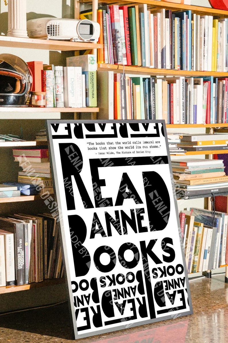 Read Banned Books Poster - Classroom Library Bedroom Wall Decor Art ...
