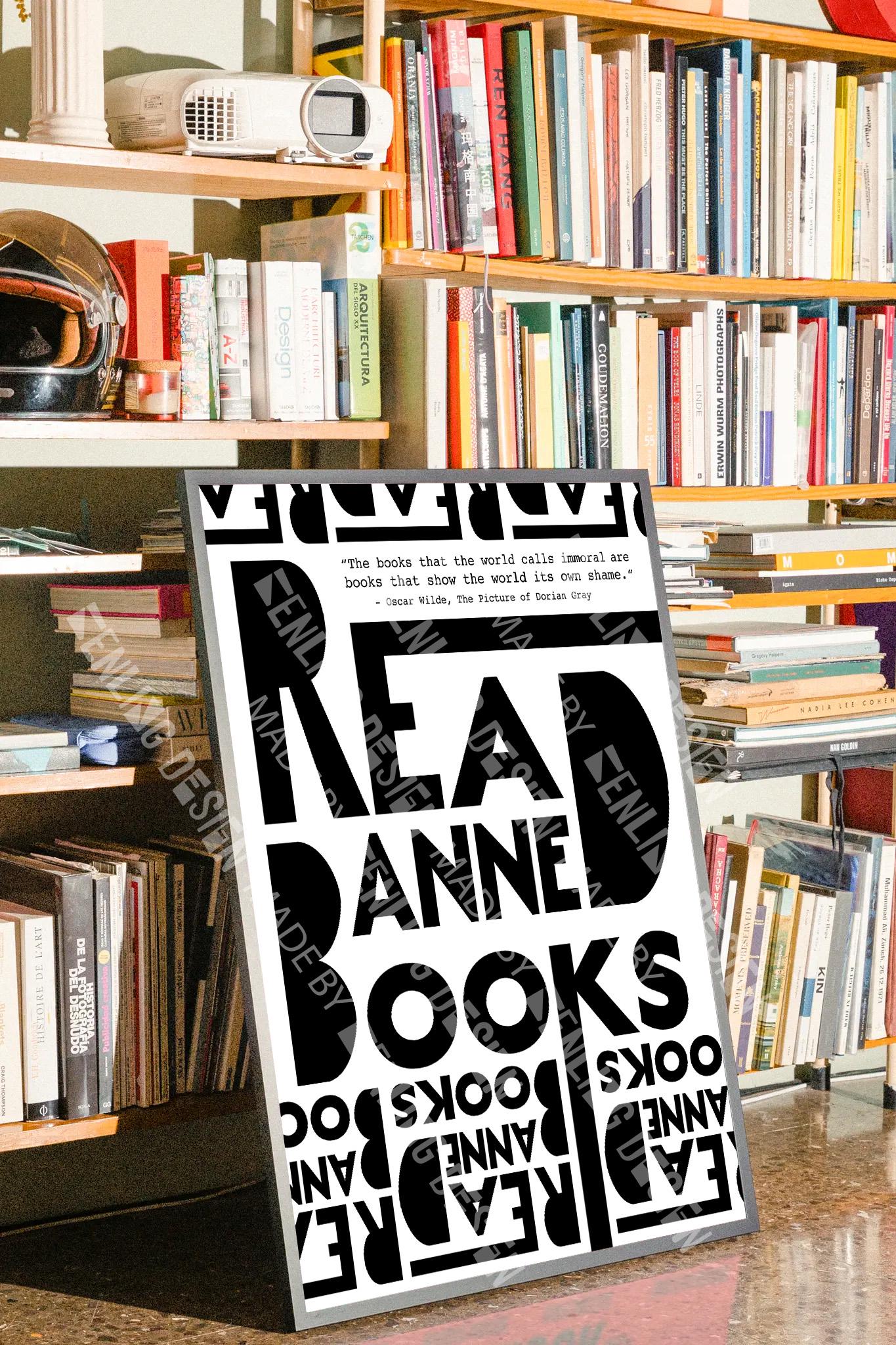 Read Banned Books Poster - Classroom Library Bedroom Wall Decor Art ...