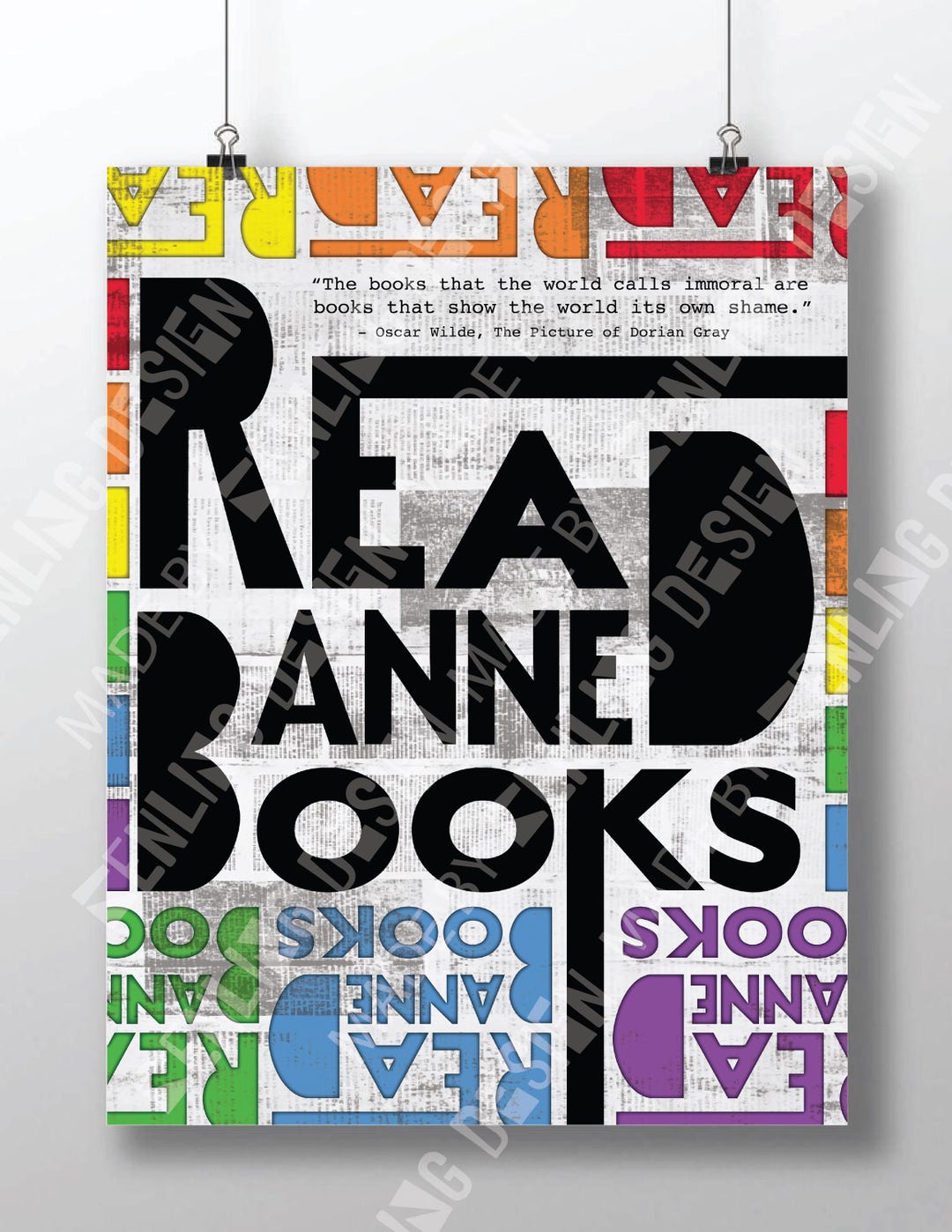 Read Banned Books Poster - Classroom Library Bedroom Wall Decor Art ...