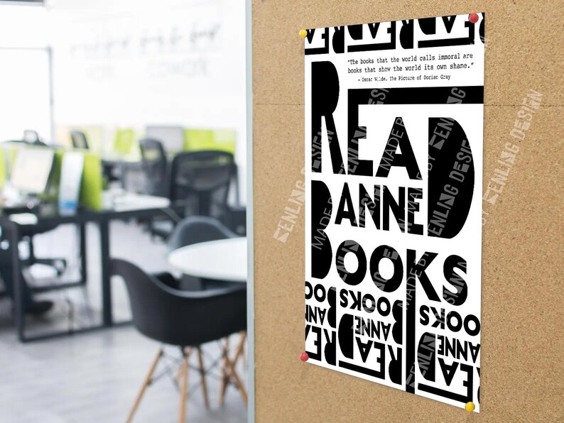Read Banned Books Poster - Classroom Library Bedroom Wall Decor Art ...