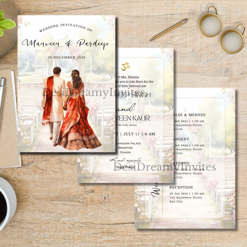 Indian Wedding Invitation Template Digital Hindu Wedding Invite Indian ...