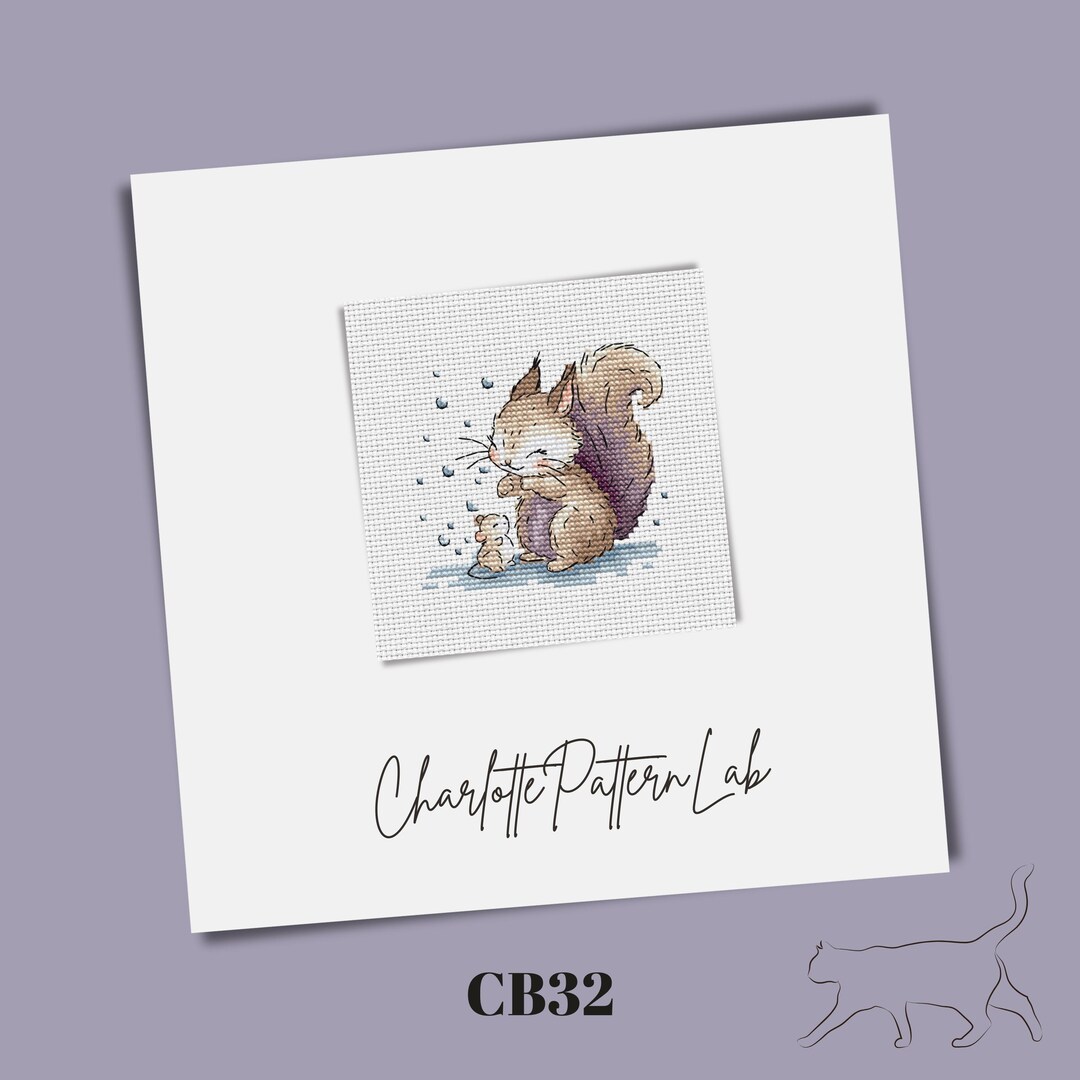 Nature Lover's Cross-stitch Pattern - Cute Squirrel and Mouse Design ...