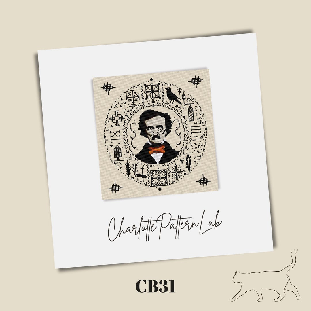 Edgar Allan Poe Cross-stitch Pattern - Gothic Literature Embroidery ...